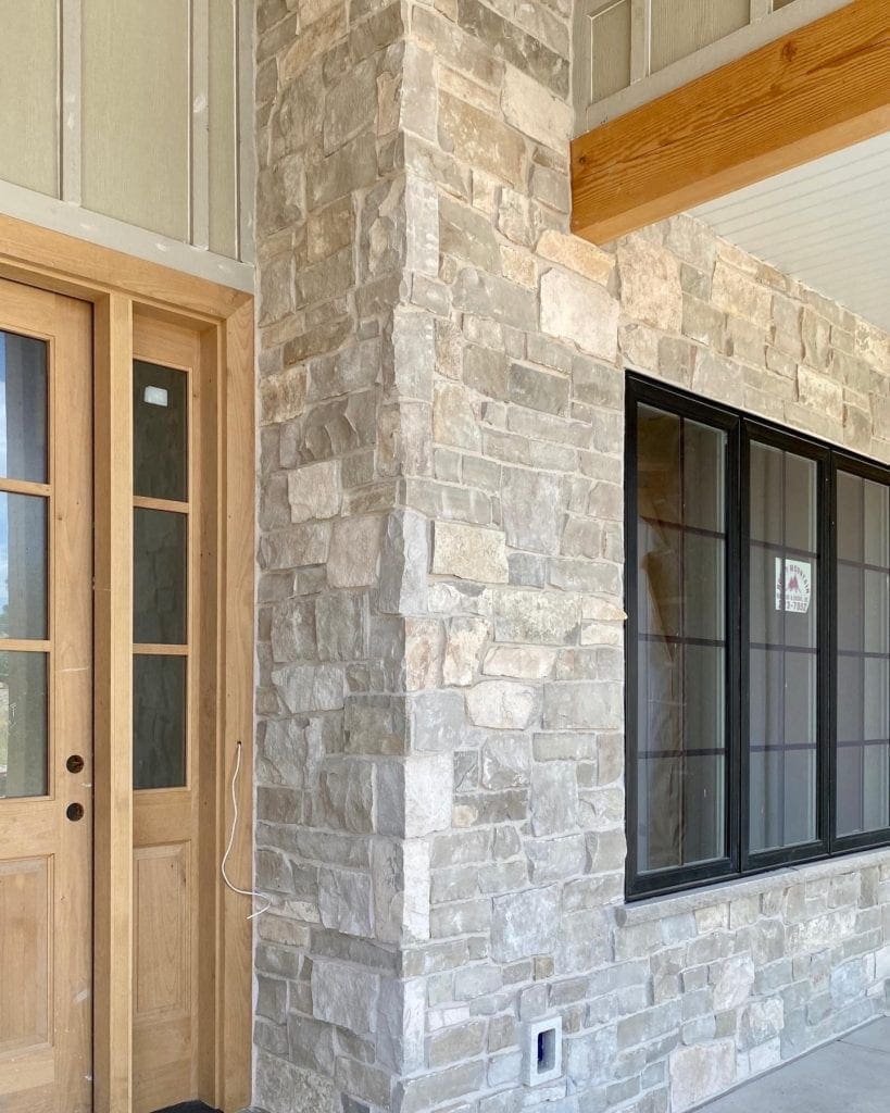 Roanoke Real Stone Veneer Front Porch White Mortar | Quarry Mill
