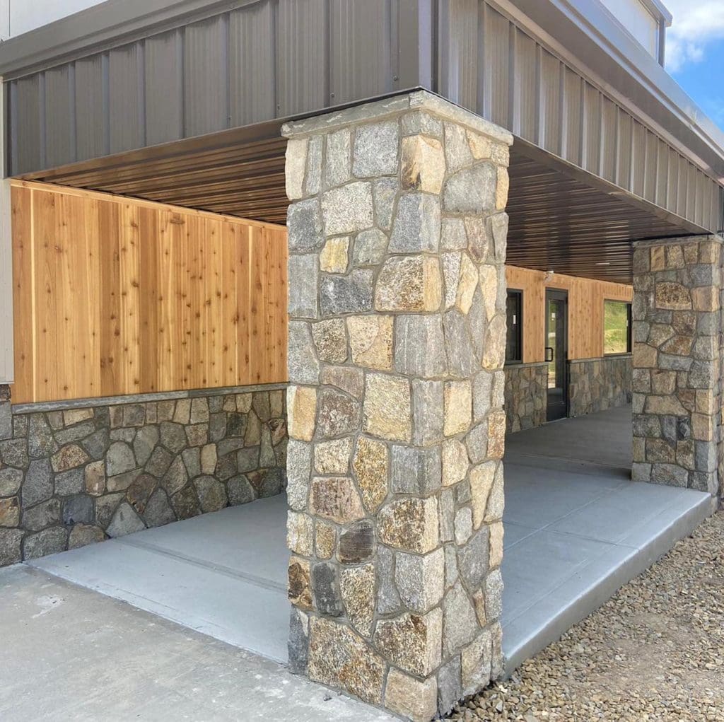 Salem Real Thin Stone Veneer Custom Mosaic Commercial Exterior | Quarry ...