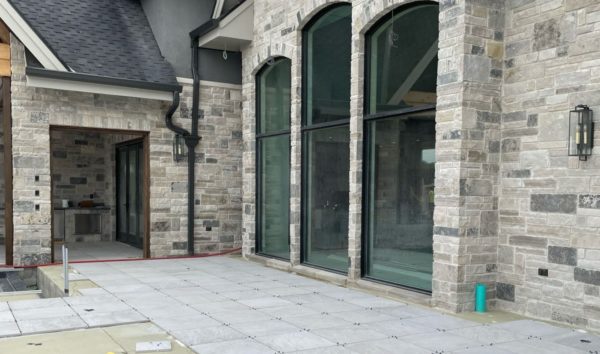 Graphite Real Thin Stone Veneer Outdoor Fireplace, Pool, and Covered ...