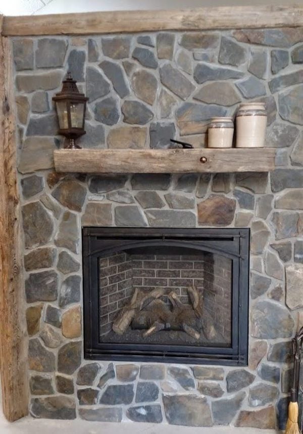 Kenai Natural Stone Veneer Rustic Interior Fireplace | Quarry Mill