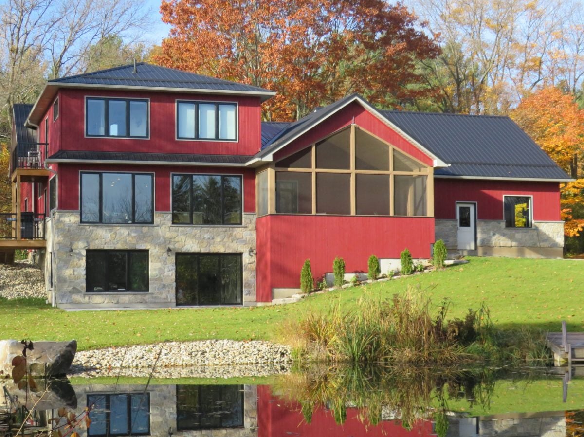 Red Lake House with Chateau Real Thin Stone Veneer Exterior | Quarry Mill