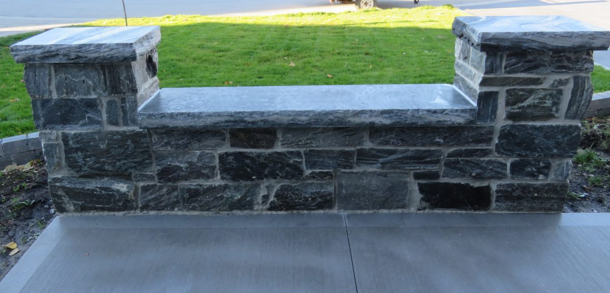 Pembroke Real Granite Thin Stone Veneer Bench | Quarry Mill