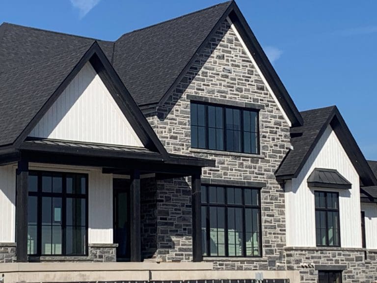 Pembroke Granite Thin Veneer Exterior with Light Mortar Flush Joint ...