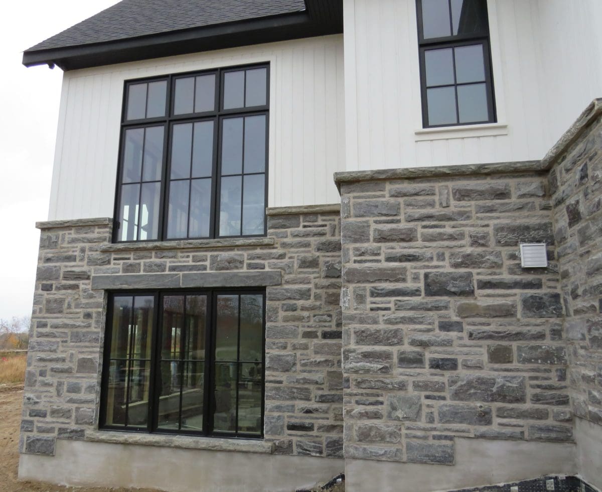 Pembroke Granite Thin Veneer Exterior with Light Mortar Flush Joint ...