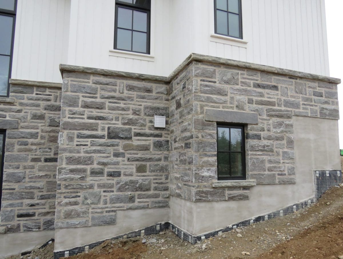 Pembroke Granite Thin Veneer Exterior with Light Mortar Flush Joint ...