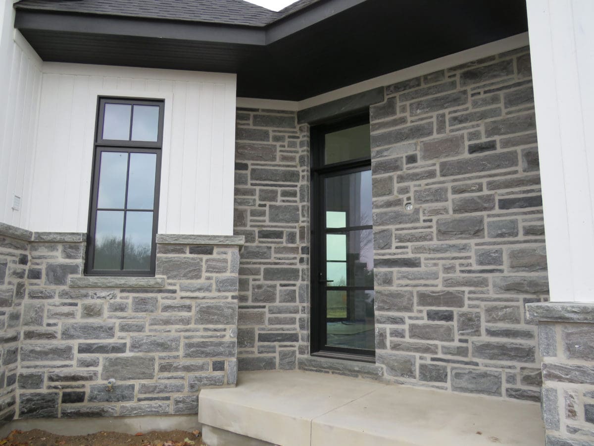 Pembroke Granite Thin Veneer Exterior with Light Mortar Flush Joint ...